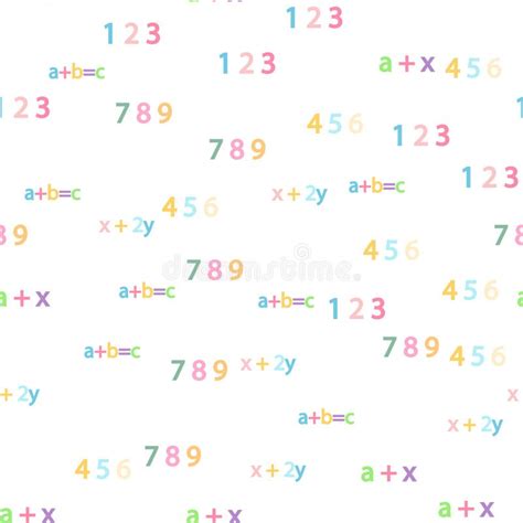 Colorful Numbers Math Symbols And Formulas Seamless Pattern
