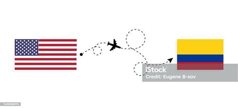 승객 비행기 여행 개념으로 미국에서 콜롬비아로 가는 항공편 및 여행 개념에 대한 스톡 벡터 아트 및 기타 이미지 개념 공항 관광 Istock
