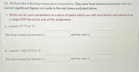 solved 10 perform the following temperature conversions