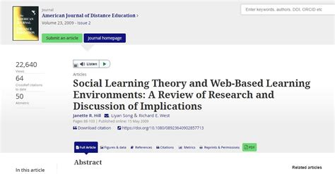 social learning theory and web based learning environments it