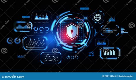 Digital Cybersecurity Chart With Statistics And Big Business Data