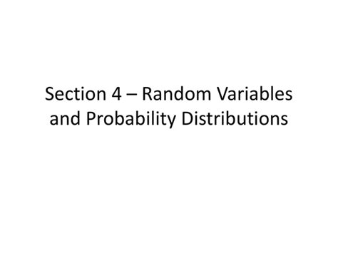 Random Variables Probability Distributions A Concise Overview