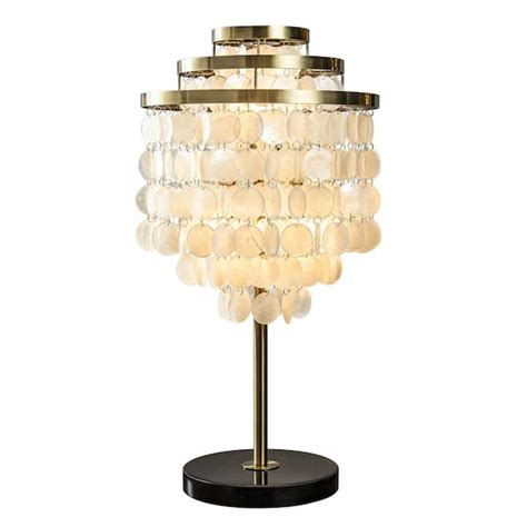 Aloa Decor 28 In Tall 3 Lights E12 Coastal Capiz Seshells Table Lamp