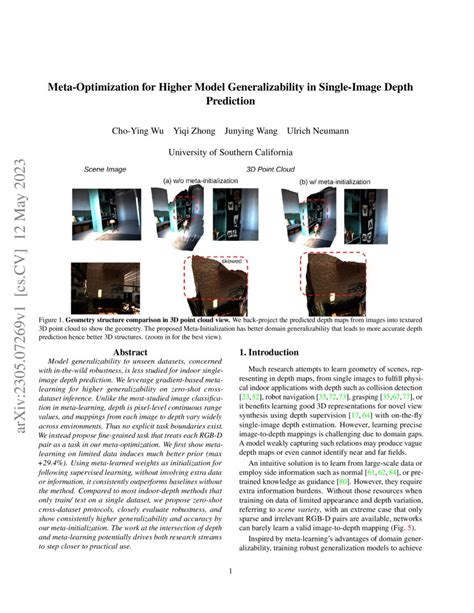 Meta Optimization For Higher Model Generalizability In Single Image Depth Prediction DeepAI