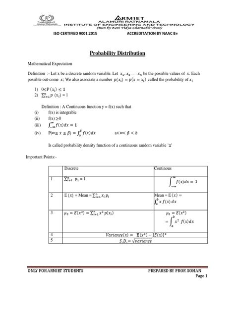 Probability And Probability Distribution Pdf Standard Deviation Probability Distribution