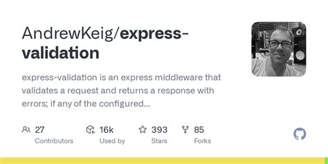 Github Andrewkeigexpress Validation Express Validation Is An