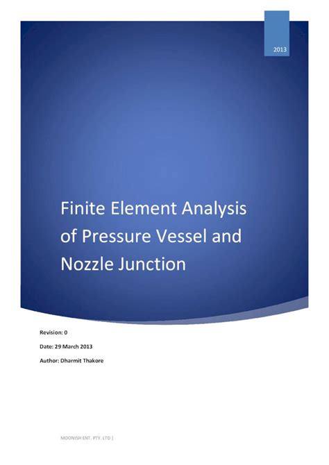 Pdf Finite Element Analysis Of Pressure Vessel And Nozzle