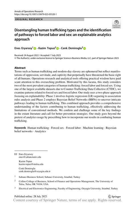 Disentangling Human Trafficking Types And The Identification Of Pathways To Forced Labor And Sex