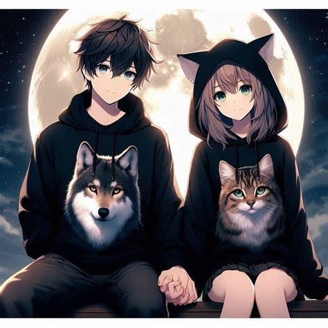 Couples Anime With Wolf Cute Wolf Couple Anime Cat Love Anime Cat