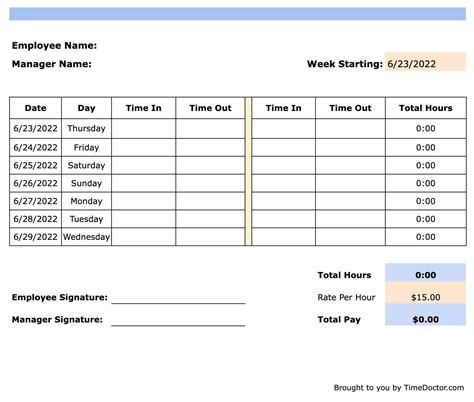 Free Timesheet Templates Excel Pdf Word