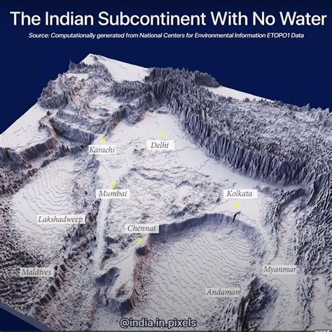 The Indian Subcontinent Sans Water 🗺️ By Pixels The Indian Subcontinent With No
