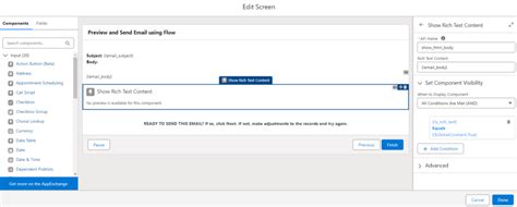 Screen Flow Preview The Email Body With Merge Fields Populated Before Sending Out SF Crunch