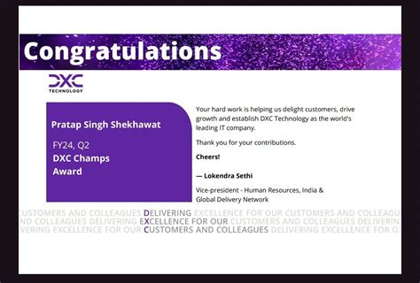 Pratap Shekhawat On Linkedin Dxc Wearedxc Champsaward