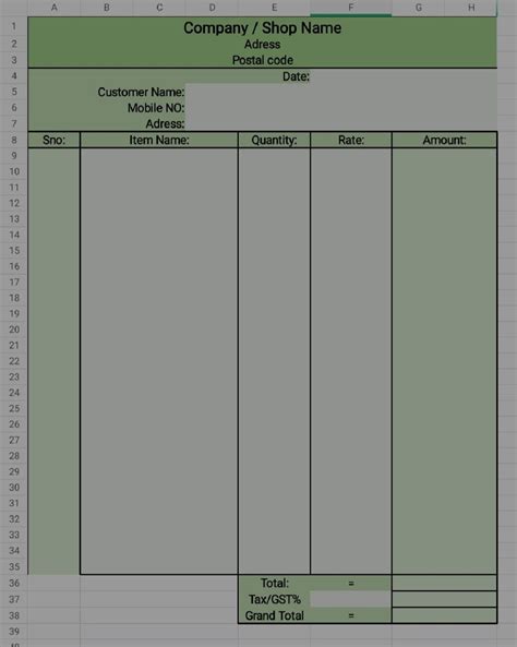 Automatic Billing Excel Sheet To Make Shop Bills Etsy