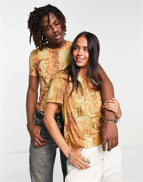 Collusion Unisex Applique T Shirt In Renaissance Print Asos
