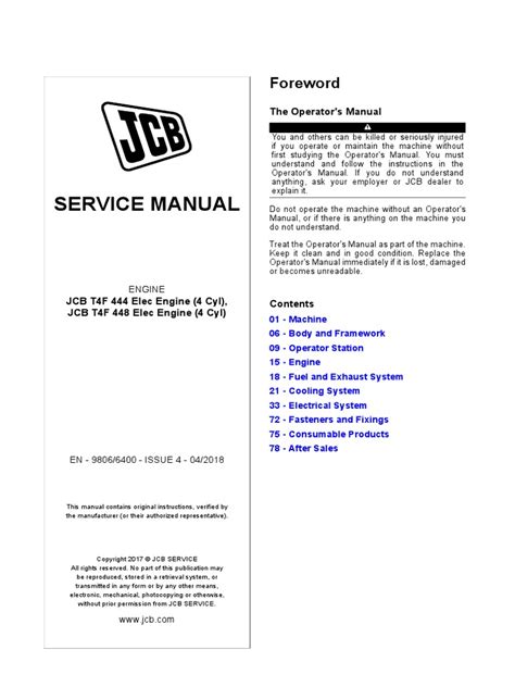 Dokumen Tips Jcb T4f 448 Elec Engine 4 Cyl Service Repair Manual 1590525336 Pdf Internal