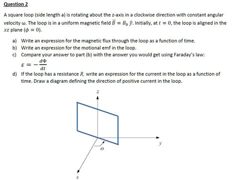 Solved A Square Loop Side Length A Is Rotating About The