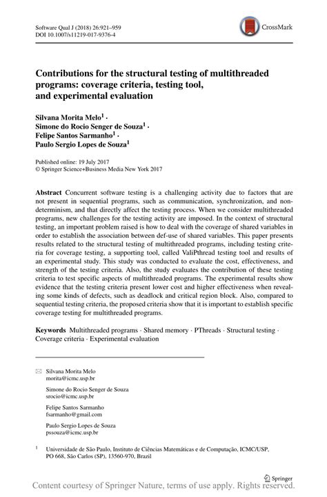 contributions for the structural testing of multithreaded programs