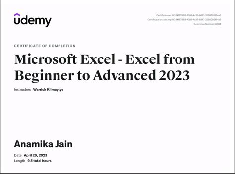 Anamika Jain On Linkedin Newcertification Udemy Microsoftexcel
