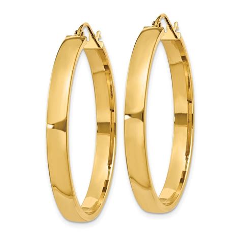 Real 14kt Yellow Gold Polished Hoop Earring Ebay