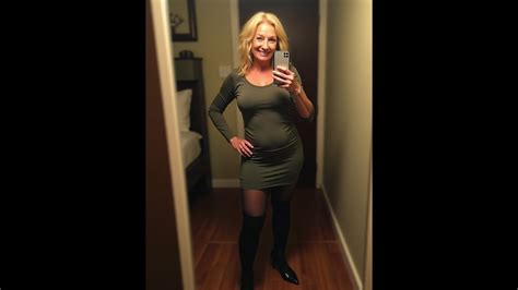 Beautiful Mature Woman Over 50 Selfie Poses In The Mirror And Black