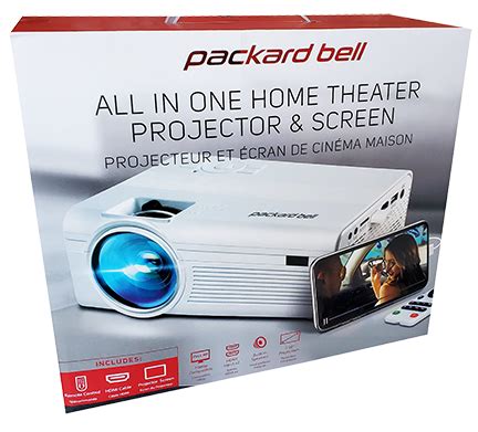 PACKARD BELL HOME THEATRE 2,000 LUMEN 1080P PROJECTOR + SCREEN BUNDLE ...