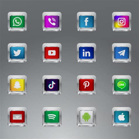 social media icons square 3d button 11888855 vector art at vecteezy