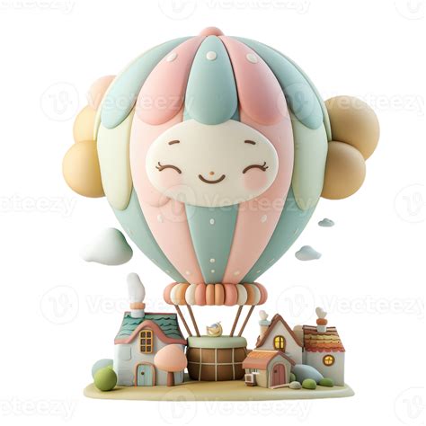 Smiling Balloon Over A Tiny Town 48052802 Png