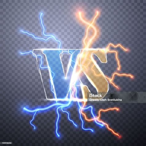 네온 대 로고입니다 Vs 벡터 문자 그림입니다 경쟁 아이콘입니다 전투 기호입니다 빛나는 전기 방전 디자인 장식의 디지털 효과 벡터 일러스트 Championship에 대한
