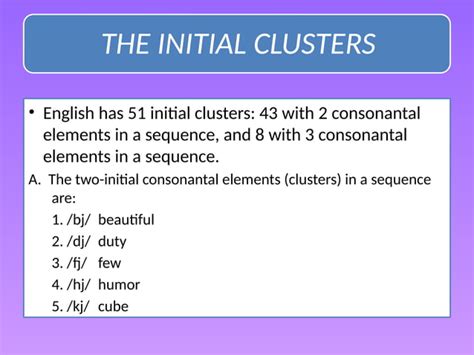 Consonant Clusters Elements Phonologypptx