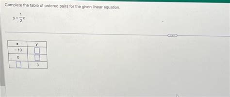 Solved Complete The Table Of Ordered Pairs For The Given Chegg