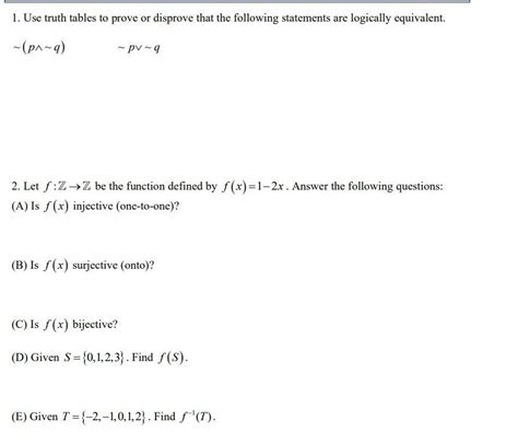solved 1 use truth tables to prove or disprove that the