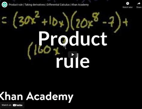 Khan Academy Differential Calculus Taking Derivatives Product Rule Instructional Video For