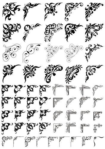 Floral Swirl Corner Vector Set Free Cdr Free Download Files For Cut Cnc Laser