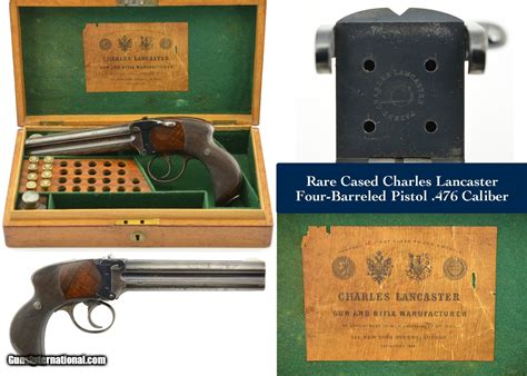 Rare Cased Charles Lancaster Four Barreled Pistol Thorne Patent
