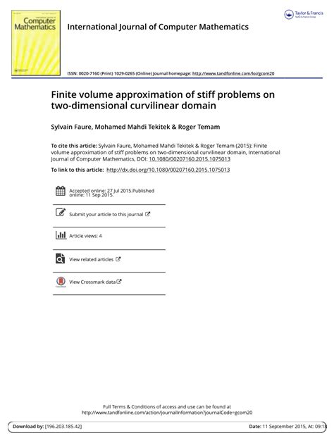 Pdf Finite Volume Approximation Of Stiff Problems On Two Dimensional
