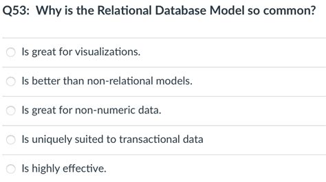 Solved Q53 Why Is The Relational Database Model So Common