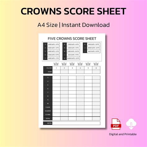 Free Printable Five Crowns Score Sheets