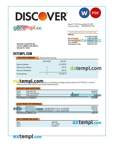 Shengjing Bank Company Checking Account Statement Word And Pdf Template