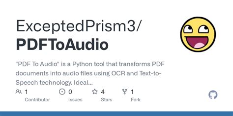 github exceptedprism3 pdftoaudio pdf to audio is a python tool