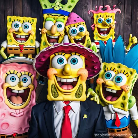 Spongebob Selfie With Friends Stable Diffusion Online