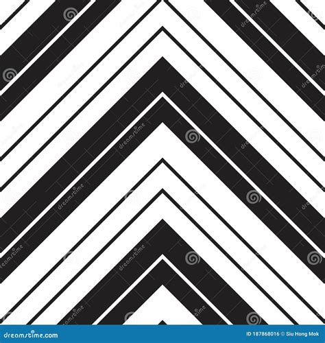 Black And White Chevron Diagonal Stripes Seamless Pattern Background Stock Vector Illustration