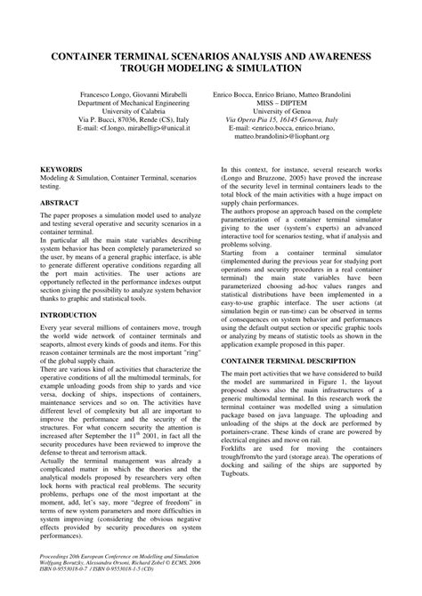 Pdf Container Terminal Scenarios Analysis And Awareness Trough
