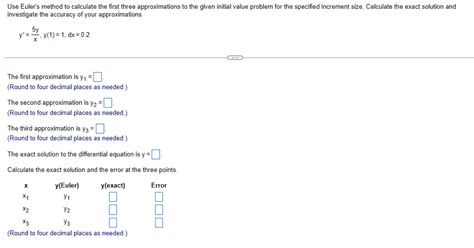 Solved Use Euler S Method To Calculate The First Three Chegg Com