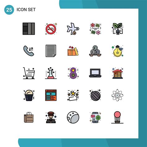 Set Of 25 Modern Ui Icons Symbols Signs For Plug Green Transport Ecology Day Editable Vector