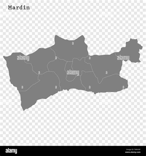 High Quality Map Of Mardin Is A Province Of Turkey With Borders Of The