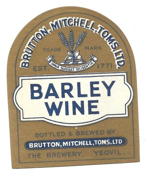 Brutton Mitchell Toms Barley Wine 85mm Tall British Beer Labels