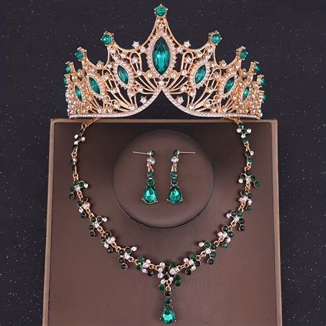 Jewelry Accessory Set Crown Necklace Earring Set Bridal Temu United