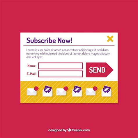 Free Vector Subscription Pop Up Template With Flat Design