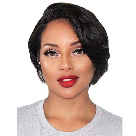 Black Natural Straight Pixie Cut Wig Virgin Human Hair Surprisehair